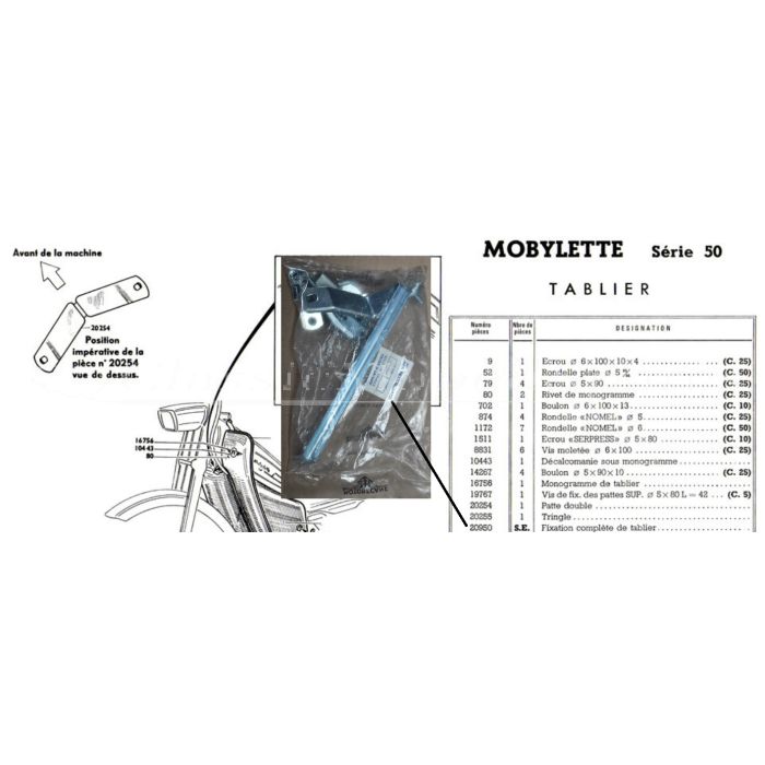 Genuine Rare Mobylette Leg shield Brackets for Series 40/50 Part 20950